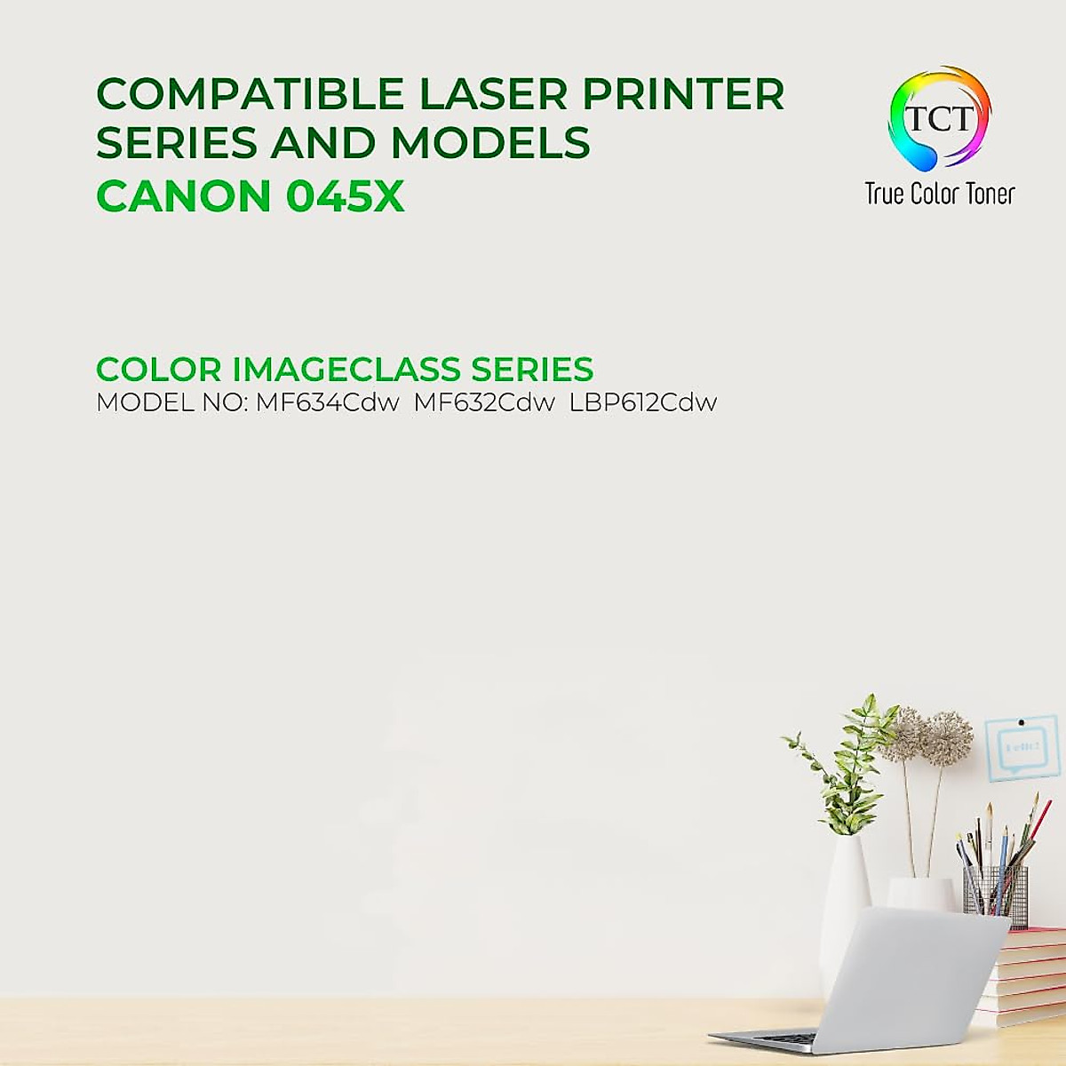 TCT 045X Black Toner Cartridge - Premium Compatible Replacement for Canon 045H Black High Yield Works with Canon Color ImageClass MF634CDW MF632CDW LBP612CDW Printers (2,800 Pages)