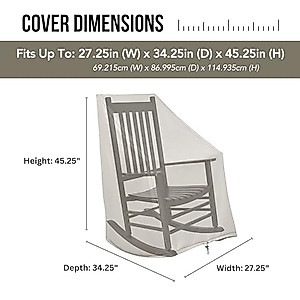 Shine Company Weatherproof Outdoor Rocking Chair Cover, 100% Woven Polyester, Elastic Cord with Toggle, Gray