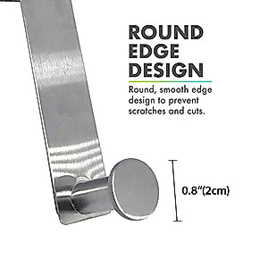 Hooks for Cabinets and Cupboards, Shower Hooks Towel Hanger for Glass Door, Towel Hooks for Kitchen Bathroom Cabinets Cupboards, Stainless Steel Utility Hooks, Pack of 4, Silver