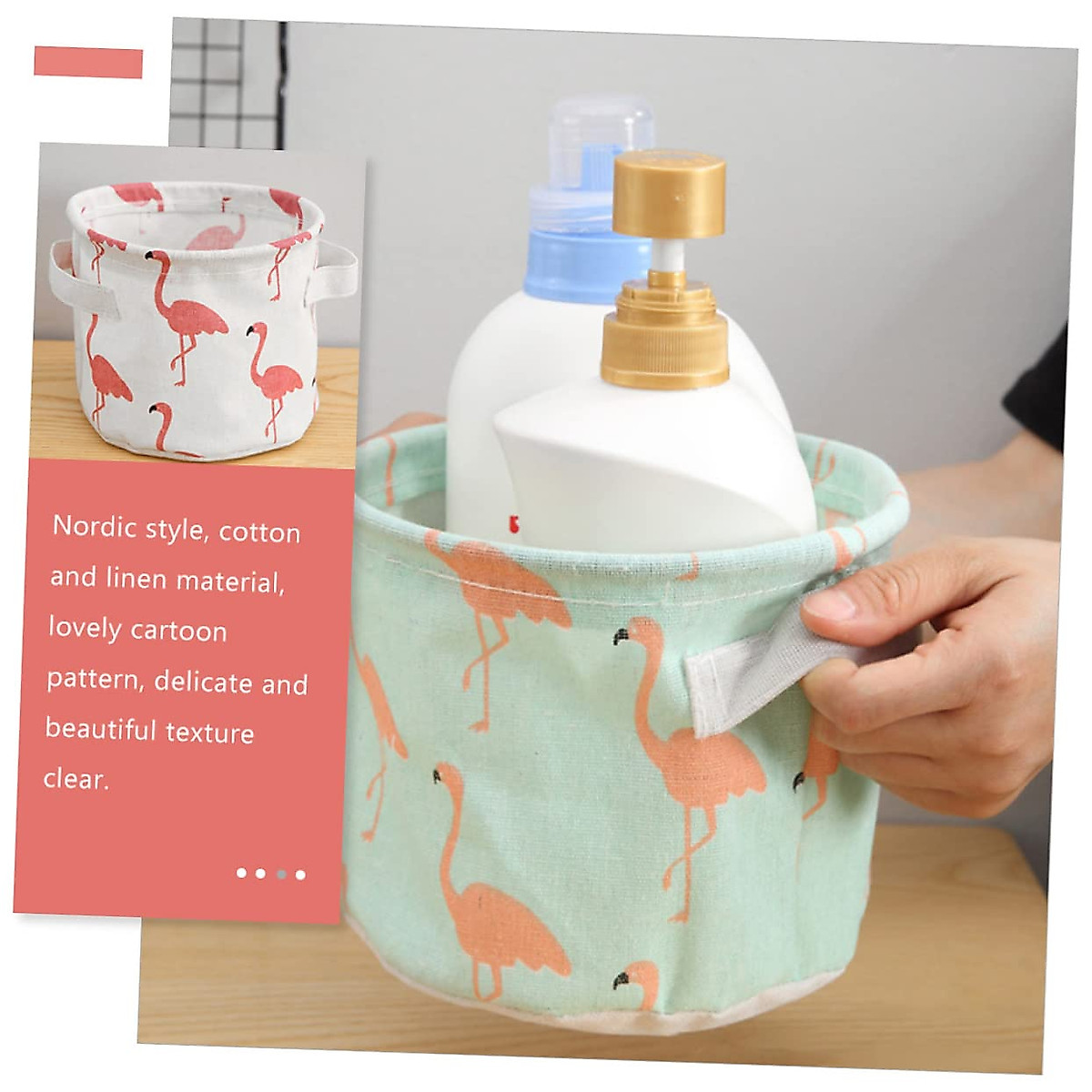 Outanaya 2pcs Storage Basket Mini Containers Shelf Organizer Bins Decorative Storage Bins Snack Containers Canvas Storage Bin Shelves Mini Baskets Decorative Basket Foldable Cotton Linen