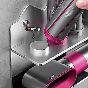 Wall Mount Holder Compatible with Dyson Airwrap Styler, Compatible with Dyson Curling Dryer, Metal Storage Stand Rack Compatible with Dyson Airwrap Styler Hair Curling Iron Wand Barrels for Home Bathroom, Silver