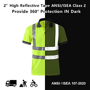 SMASYS Safety Polo Shirt High Visibility - Reflective Shirt Short Sleeve ANSI Standards Construction Work Wear for Men and Women (Yellow, 2XL)