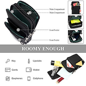 WITERY Cell Phone Crossbody Bag - Nylon Waterproof Small Cell Phone Purse Wallet, Travel Purses Wristlet Women Teen Girls with Adjustable Strap