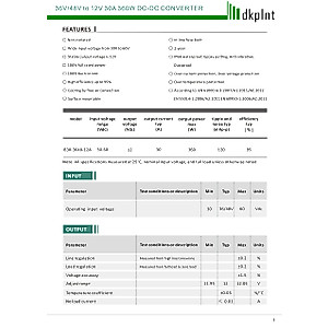 dkplnt 360W 30A 48V 36V to 12V Converter Golf Cart Voltage Reducer Regulator Waterproof