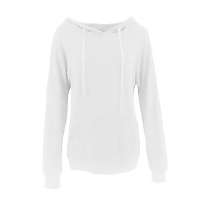 PRETTODAY Women's Casual Lightweight Hoodies Long Sleeve Color Block Sweatshirts Loose Pullover Tops with Pocket (White,Large)