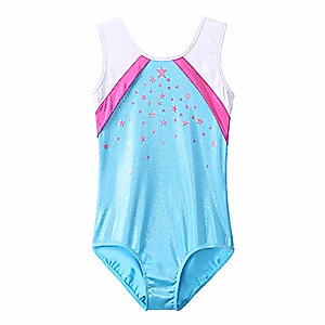 BAOHULU Gymnastics Leotards for Little Girls Stiching Ribbons One-piece Dance Outfit B164_LightBlue_6A