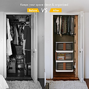 AJP Distributors 6 Pack of 19 GAL Stackable Storage Bins with Lids, Plastic Collapsible Totes, Folding Box Storage Containers, Stacking Wardrobe Closet Organizer For Home Office Clothing Books