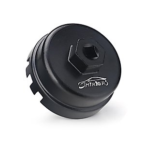 3mirrors 64mm Aluminum Oil Filter Cap Wrench Tool Compatible with Toyota Lexus Camry Corolla Highlander RAV4,14 Flute Oil Filter Removal Tool-6 Slots