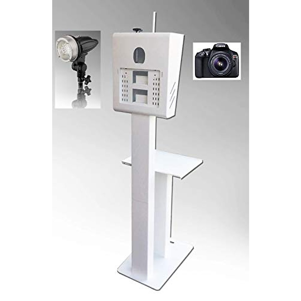 Sam T11 LED Photo Booth Matching Printing Stand, External Strobe Light and Canon T6 DSLR Camera Installed in. Compatible W/Microsoft Surface Pro 3 Or 4 Acer Alpha Switch 12 (White)