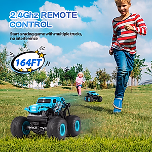 DYODYORC Remote Control Car, 2.4Ghz All Terrain Dinosaur Monster Truck Toys, RC Truck with Music, 3 Lighting Effects, 360 Stunt Capable, All included Ready to Run, Toy Gifts for Boys and Girls (Green)