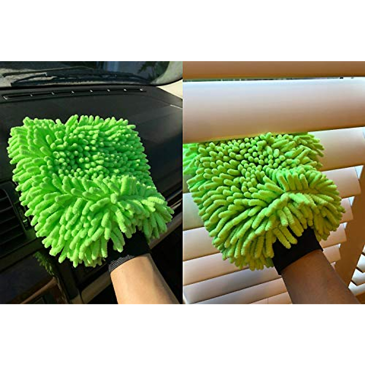 POLYTE Microfiber Chenille Car Wash and Dust Mitt and Glove Set, 3 Pack