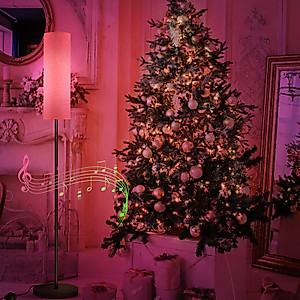 RGB Floor Lamp LED Smart: Standing Lamp Work with Alexa & Google Home | Tall Modern Bright Corner Lamps with Remote & WiFi APP for Living Room Bedroom Office Dorm, Simple Linen Lampshade Dimming Light