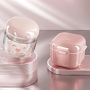 LKPOMI Mouth Guard Case Portable Waterproof PP Denture Box Retainer Cleaner Case with Mirror, Removal Tool, Brush for Travel Cleaning(Red)