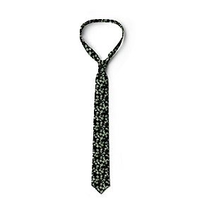 Ambesonne Necktie, Exotic Foliage Hand Drawn, 3.7", Green Black