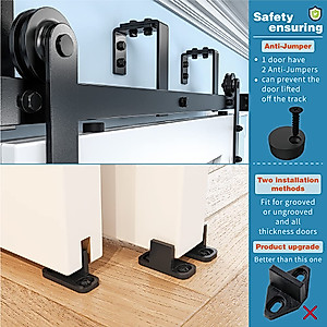 ZEKOO 10 FT Bypass Barn Door Hardware Kit Double Track Low Ceiling Bracket with Metal Hanger for Double Sliding Barn Door (10FT Bypass Kit)