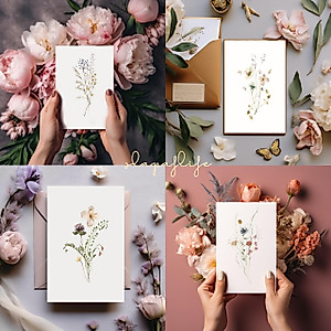slapaflife Blank Cards,Blank Greeting Cards 4x6,40Pack -Elegant Floral Design Blank Greeting Cards,Note Cards with Matching Peel-and-Seal Rustic Envelopes