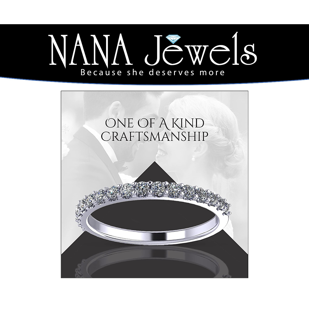 NANA Jewels 2.00ct Pure Brilliance Zirconia Engagement Ring Wedding Set Round Brilliant Cut Lucita Solitaire Silver Size 6