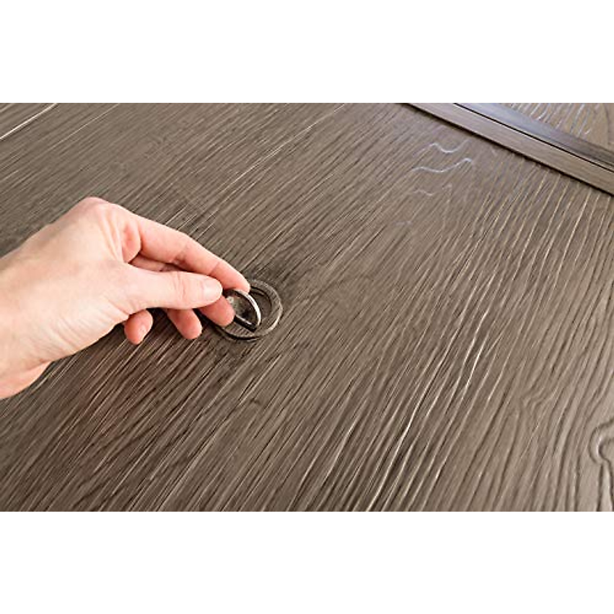 Fire Sense 62741 Langhorne Aluminum Convertible Gas Fire Pit Table 55,000 BTU Outdoor Multi-Functional Fire Pit with Fire Bowl Lid, Nylon Weather Cover & Clear Fire Glass - Barnwood Finish - Square