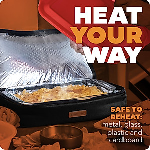 HotLogic Max XP Large Portable Electric Lunch Box Food Heater - Expandable Food Warmer Tote and Heated Lunchbox for Adults Work/Car/Home - Cook, Reheat, and Keep Your Food Warm - BLACK - 120V