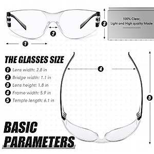 48 Pairs Safety Glasses Protective Eyewear Goggles Scratch Impact Resistant Eye Protection for Men Women Work (Black, Clear)