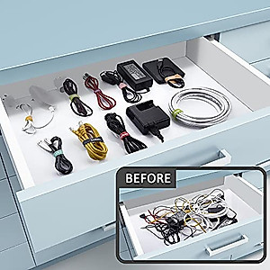 Lekou Combo Cable Ties 60 PCS- 4 Inch, 6 Inch, 8 Inch Fastening Cable Straps, Reusable Hook and Loop Straps Wire Management, Cord Organizer Cable Ties for Home Desk Office Organization