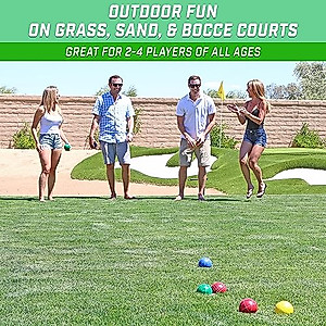 GoSports 90 mm Backyard Bocce Set with 8 Balls, Pallino, Case and Measuring Rope - Made from Premium Resin