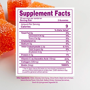 No BS Radiance Collagen Gummies with Biotin and Vitamin C for Skin, Nails and Hair (40 ct)