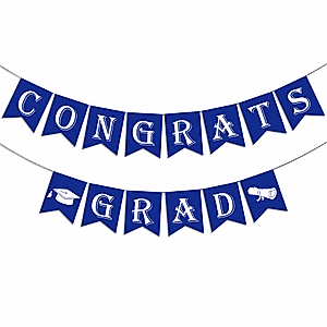 2023 Congrats Grad Graduation Banner with Graduation Cap Sign(Assembled) Class of 2023 Graduation Party Supplies Congratulation Grad Garland to Celebrate the Graduation
