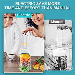 Electric Mason Jar Vacuum Sealer Kit for Wide Mouth & Regular Mouth Mason Jars Food Vacuum Sealer Food Jar Protector Vacuum Seal with FoodSaver Vacuum Canning Sealer Machine Attachment, Rechargeable Automatic Food Vacuum Sealer with 8pcs Canning Lids Set