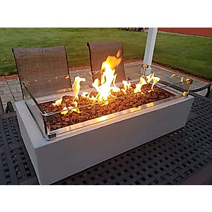 Uniflasy Fire Pit Igniter Push Button Ignition Kit with 2 Outlet and Fire Pit Glass Wind Guard 31"x 12"x 6" Flame/Wind Guard Fence Tempered Glass for Fire Pit Table, 5/16" Thick