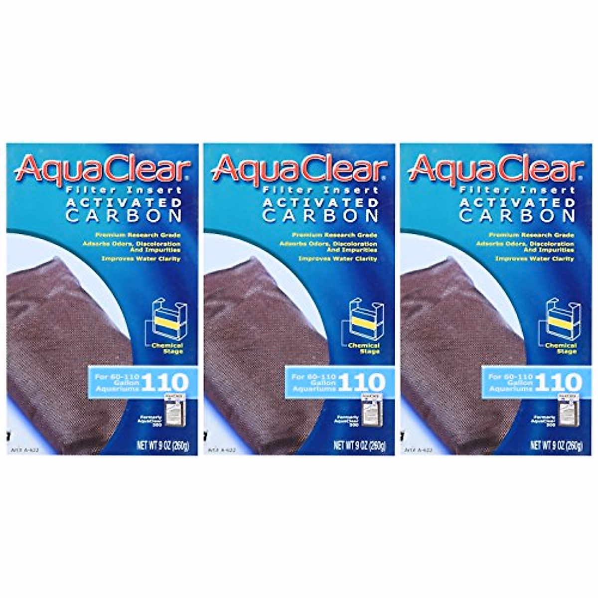 Hagen 3-Pack AquaClear 9-Ounce Activated Carbon Water Filter Insert for Aquarium (3-Pack)