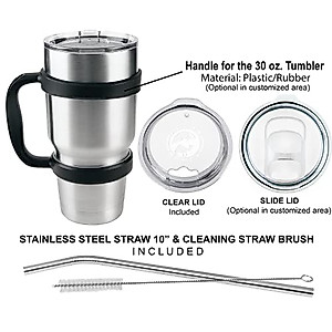 Polar Camel Customized Socce Tumbler 30 oz with Straw, Personalized Insulated Coffee Tumbler Engraved in USA - Soccer Coach Gift, Football Dad Gift (Black w/out ring)