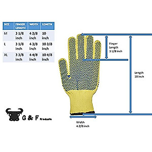 G & F Products 1670L Cut Resistant Work Gloves, 100% Kevlar Knit Work Gloves, Make by DuPont Kevlar, Protective Gloves to Secure Your Hands From Scrapes, Cuts In Kitchen, Wood Carving, Carpentry & DEA, Yellow