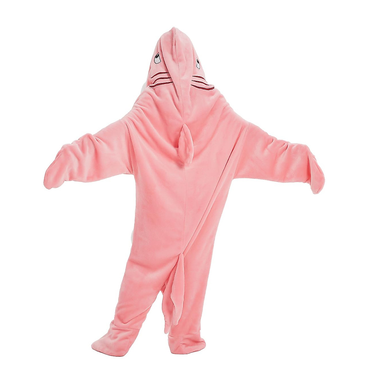 NAFLEAP Wearable Blanket Hoodie kids Shark Dinosaur Onesie Costume Gifts for Girls, Shark pink, 140