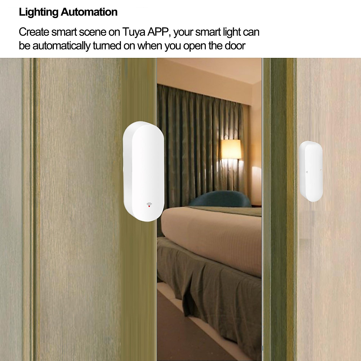 WiFi Door Sensor, Tuya Smart Door Window Sensor, Smart Window Sensor Real-time Alarm Compatible with Alexa Google Assistant,Home Security Door Open Contact Sensor for Business Burglar Alert (1 Pack)