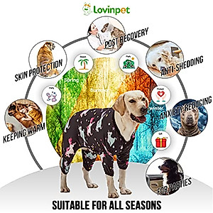 LovinPet Pet Pajamas for Dogs Large - Post-Surgical Recovery Pajamas for Big Dogs, Lightweight Pullover Dog Pajamas, Full Coverage Dog pjs, Wild Horses Galloping Print /2XL