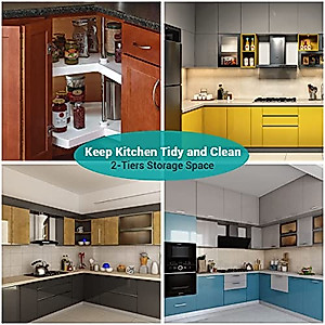 32 Inch Kidney Lazy Susan Turnable, White Lazy Susan Kitchen Cabinet Organizer