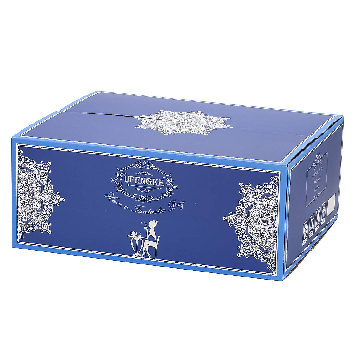 ufengke 15 Piece European Ceramic Tea Sets,Bone China Coffee Set with Metal Holder,Colorful Rose Painting Pumpkin Coffee Tea Pot