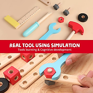 WORKPRO Wooden Building Toy Tools Set, 43 Pcs Building Toy Set Creative&Educational Construction Toy, Great Gift for Toddlers 3+