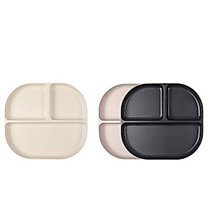 shopwithgreen Bamboo Kids Divided Plates Set, 3 Pack Reusable Toddler Compartment Plates, Baby Dishes tableware, BPA free, Dishwasher Safe, Healthy Dinner Plates