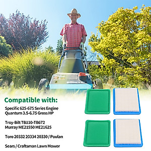 KLWZH 491588s Air Filter with Pre Filter for Troy-Bilt Toro 20332 119-1909 Craftsman 3364 AM116236 491588 493537 493537S Premium Lawn Mower Air Filter