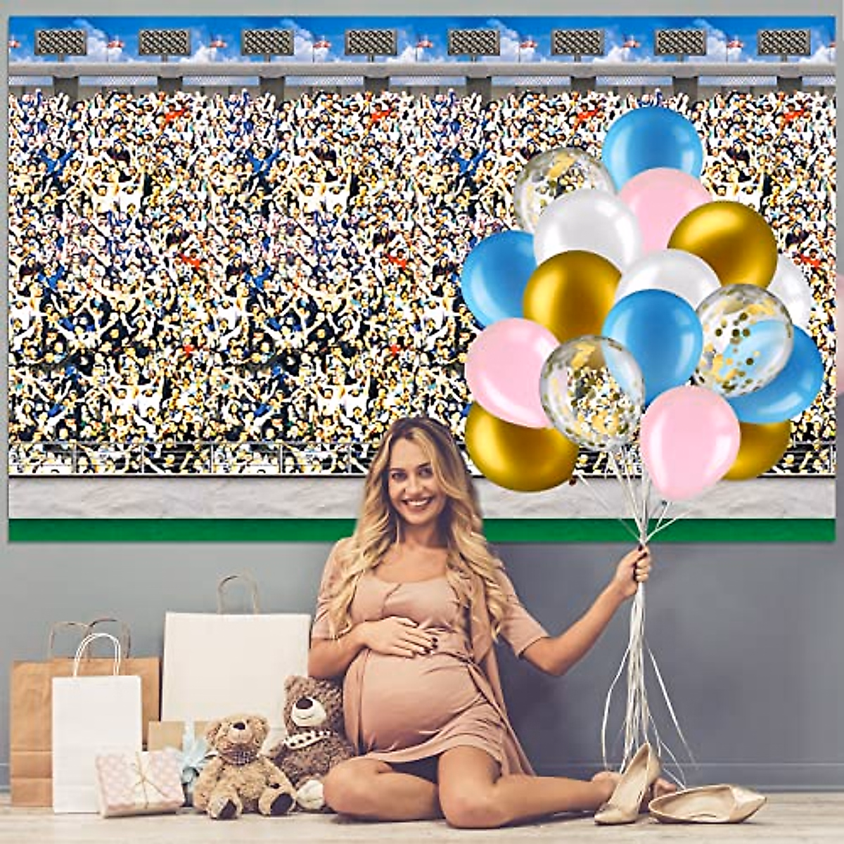 3 Pack Plastic Deck Stadium Photography Backdrop Decorations for Sports Theme Birthday Party, Football Baseball Soccer Backdrop Game Day Photo Booth Background Wallpaper Party Supplies, 54 x 108 Inch