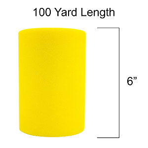 Tulle Fabric Roll | 6” by 100 Yards | Polyester Spool for Crafts Decorations Tutu Weddings Costumes Skirts Parties Gift Bow and More – by Craft Forge (Yellow)