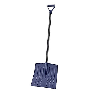 Superio Kid Snow Shovel with Metal Handle, Navy Blue Durable Shovel for Snow, Comfort D Grip Sturdy, 35“ Height, Durable Plastic Blade