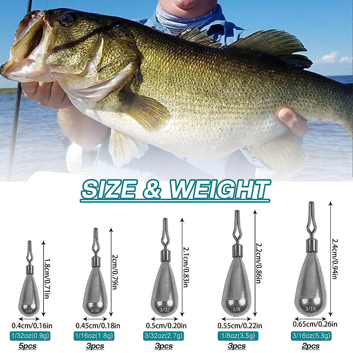 Tungsten Drop Shot Weights Fishing Weights Sinkers kit Tungsten Fishing Sinkers Swivels for Drop Shot Rig Bass Freshwater Saltwater Tackle Box