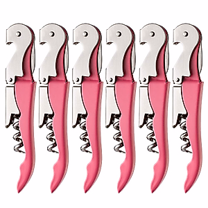 JXS 6 Packs Professional Waiters Corkscrew, Pink Wine Keys for Bartenders