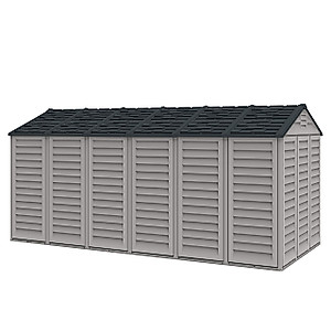 Duramax - Garden shed – APEX PRO Plus 15 x 8 – PVC Resin – Light and Dark Grey – Includes Floor