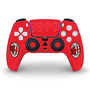 Head Case Designs Officially Licensed AC Milan 1899 Black Logo Art Vinyl Faceplate Sticker Gaming Skin Decal Cover Compatible With Sony PlayStation 5 PS5 Disc Edition Console & DualSense Controller