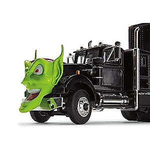 Western Star Truck with Green Goblin Head and 40' Vintage Trailer Happy Toyz Black Maximum Overdrive (1986) Movie 1/64 Diecast Model by DCP/First Gear 60-1503