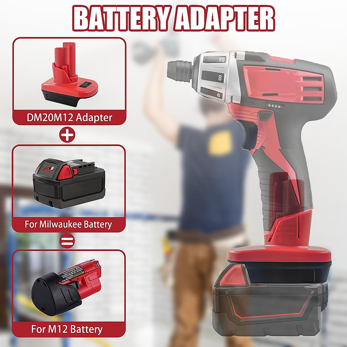 TPDL Battery Adapter for Milwaukee 18V M18 to 12V M12 Tool Use, for Milwaukee 18V Battery Convert to 12V Tools Adapter- ML18M12 Adaptor (Adapter Only)